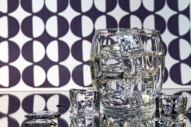 Glass of Ice on Black/White Abstract Background Stock Image - Image of ...