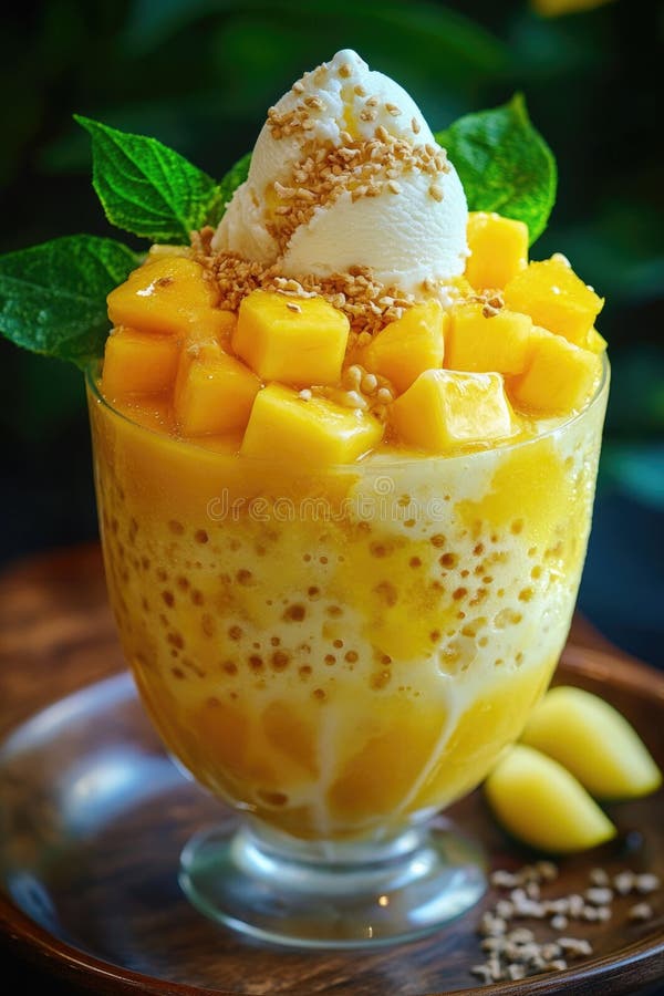 Glass of Ice Cream with a Scoop of Ice Cream on Top Stock Photo - Image ...