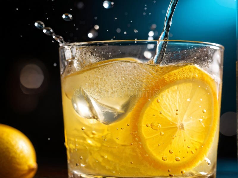 Glass with Ice and Lemongrass Lemon Stock Illustration - Illustration ...