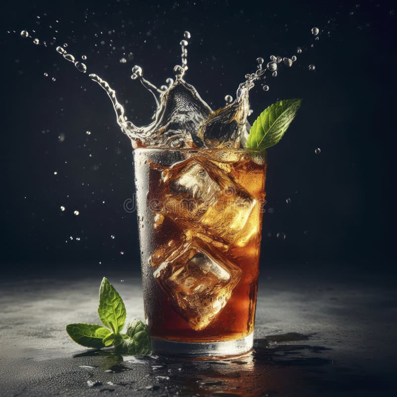 A Glass of Ice Tea with Water Splashing on it. Ai Generative Stock ...