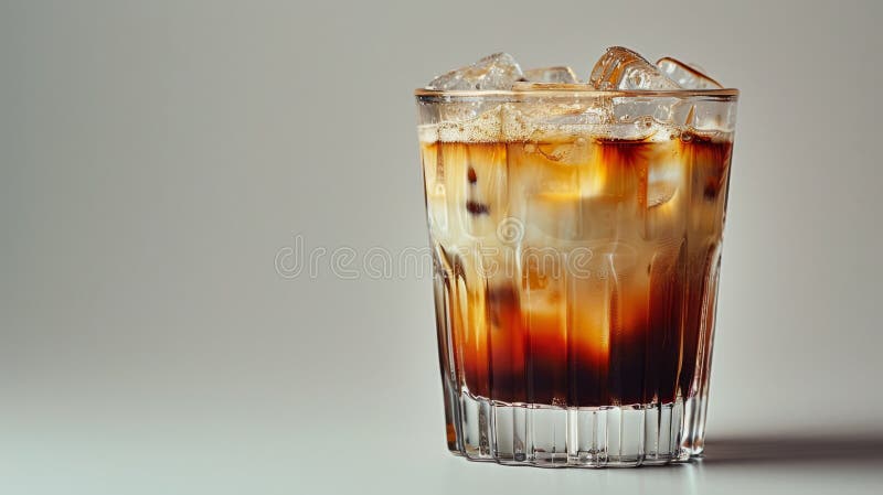 Glass Iced Coffee Ice Cubes Neutral Background Stock Photos - Free ...