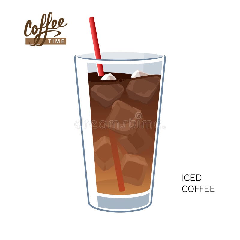 Iced Coffee in a Glass, Vector Illustration, Hand Drawing, Sketch Stock ...