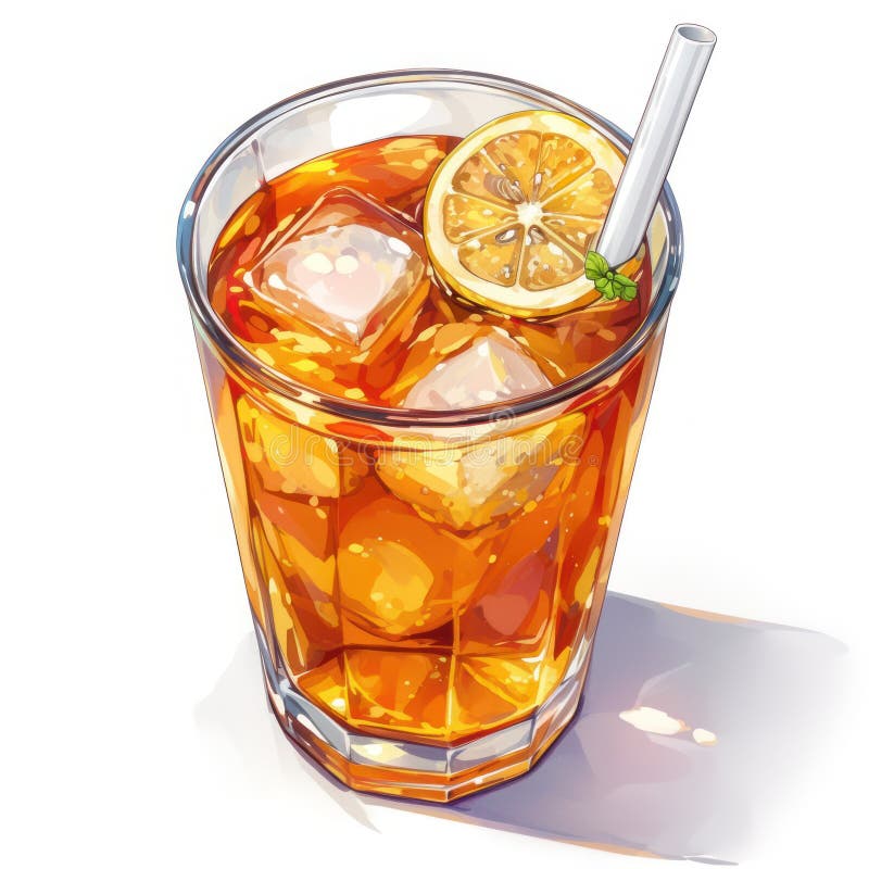 Glass of Iced Tea with Lemon Illustration Stock Illustration ...