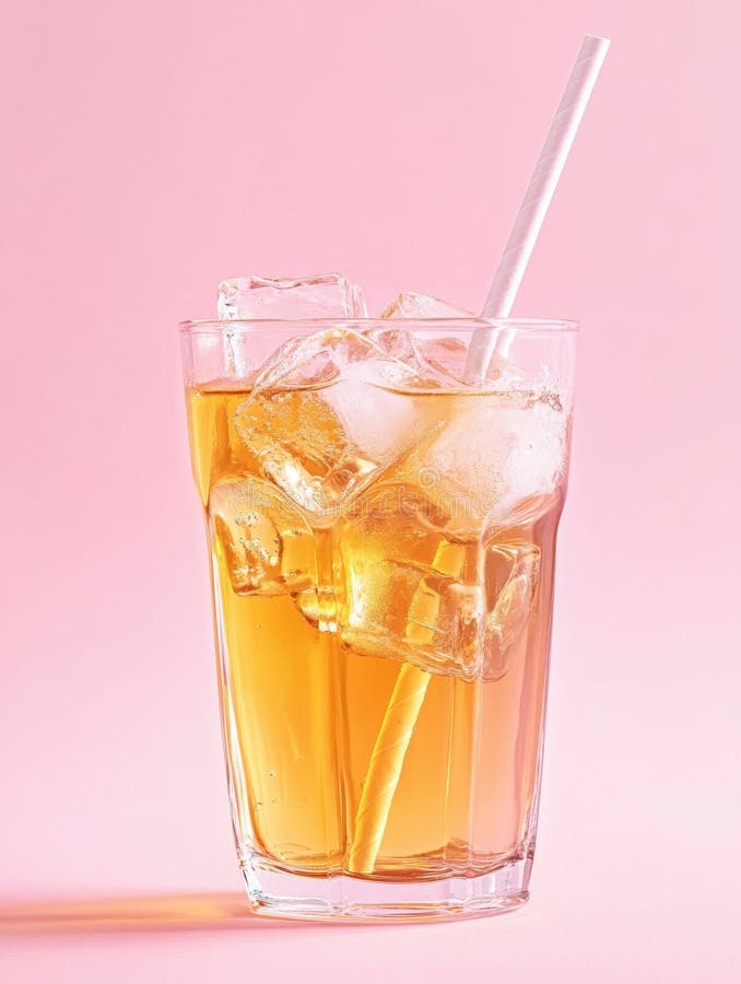 Glass of Iced Tea with a Straw in it Stock Photo - Image of fruit, cube ...