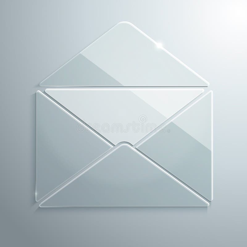 Glass Icon of an Open Envelope Stock Vector - Illustration of icon ...