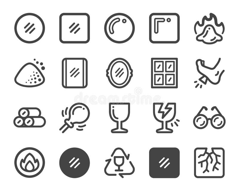 Glass icon set stock vector. Illustration of logo, mirror - 207722963