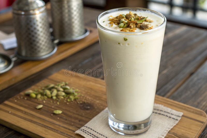 A Glass of Indian Cold Drink Based on Yogurt Dahi - Lassi with Spices ...