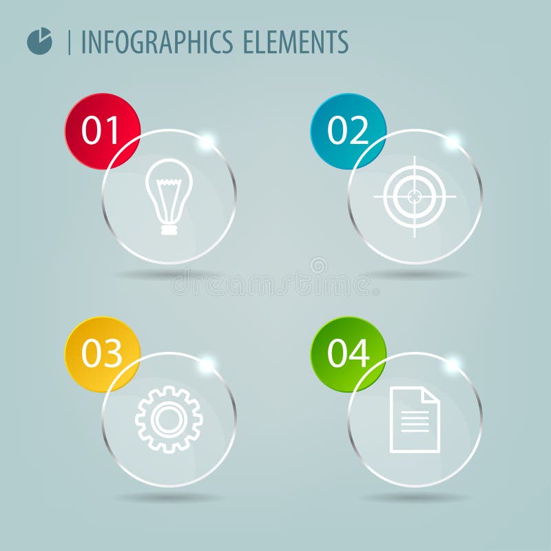Glass Infographic Elements with Icons Stock Vector - Illustration of ...