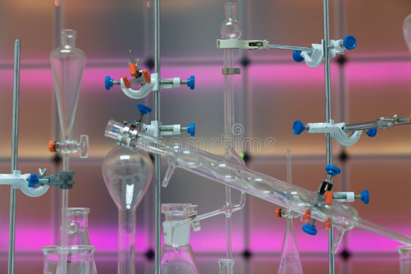 Glass Instruments in the Laboratory of Chemical Synthesis Stock Photo ...