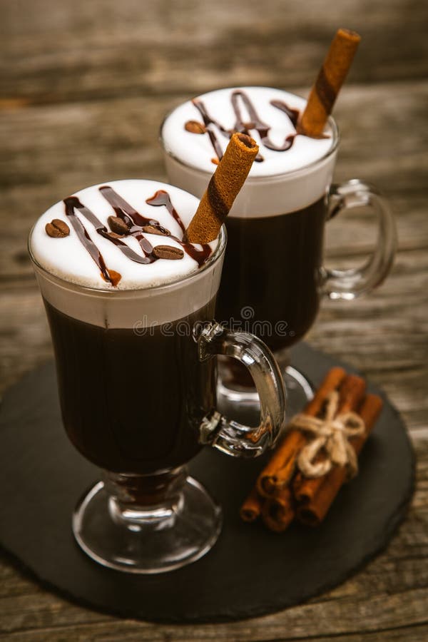 Glass of Irish coffee stock image. Image of milk, warm - 78997077