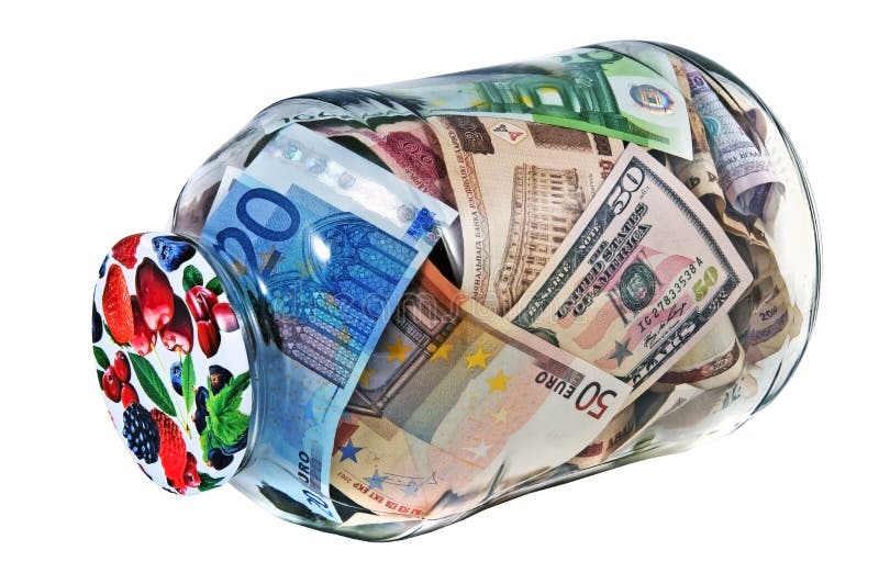 Glass Jar or Bank Full of Different Nominal Money Stock Image - Image ...
