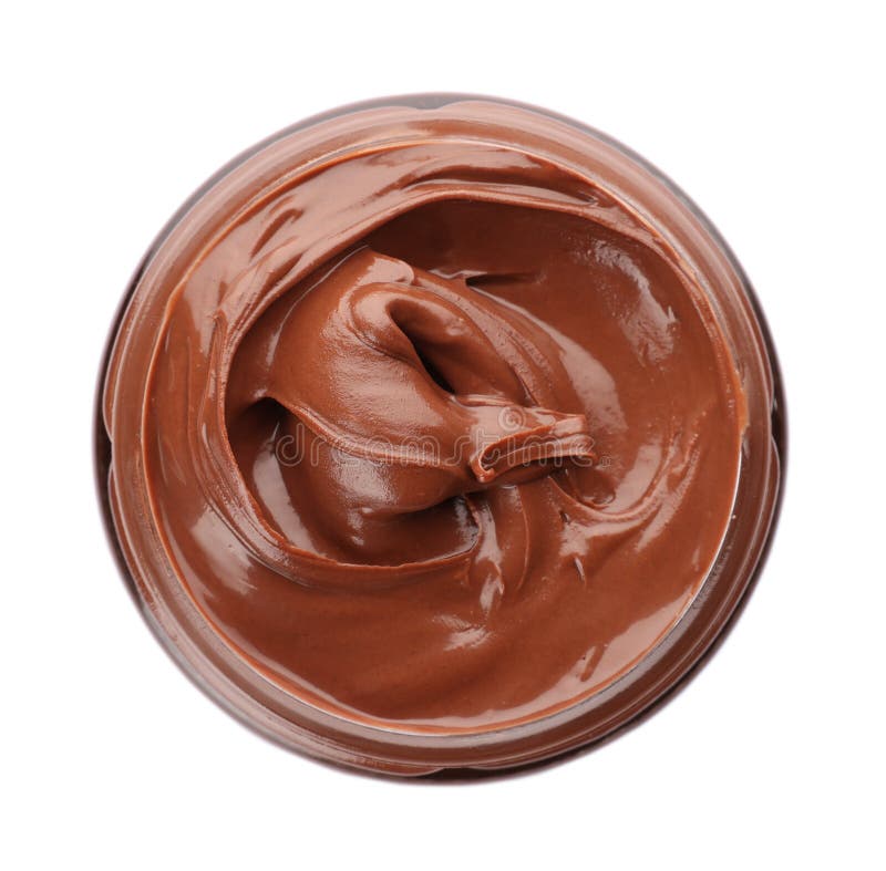 Glass Jar of Chocolate Paste Isolated on White, Top View Stock Image ...