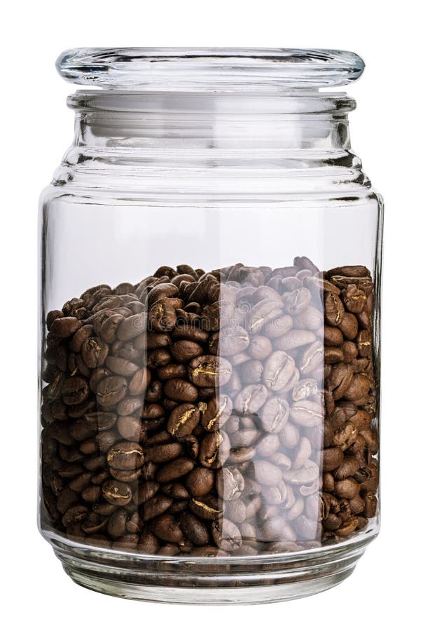 Glass Jar with Coffee Beans Isolated. Clipping Path. Stock Photo ...