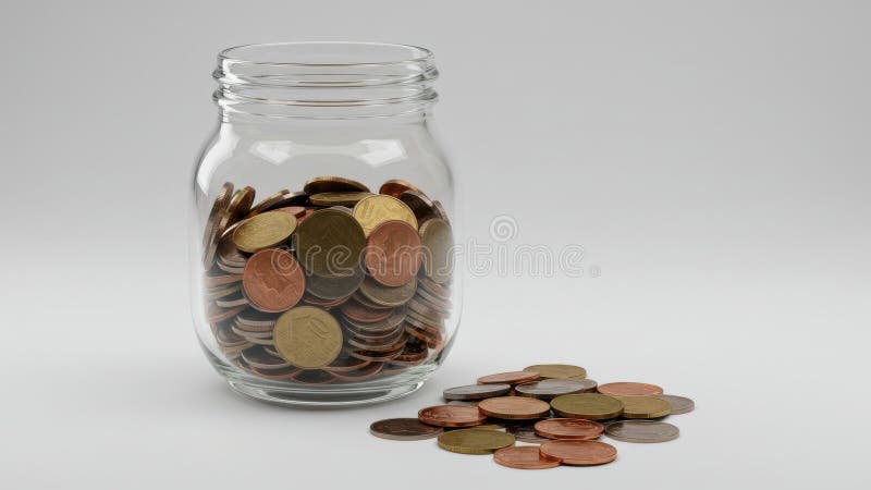 Glass Jar of Coins stock illustration. Illustration of porcelain ...