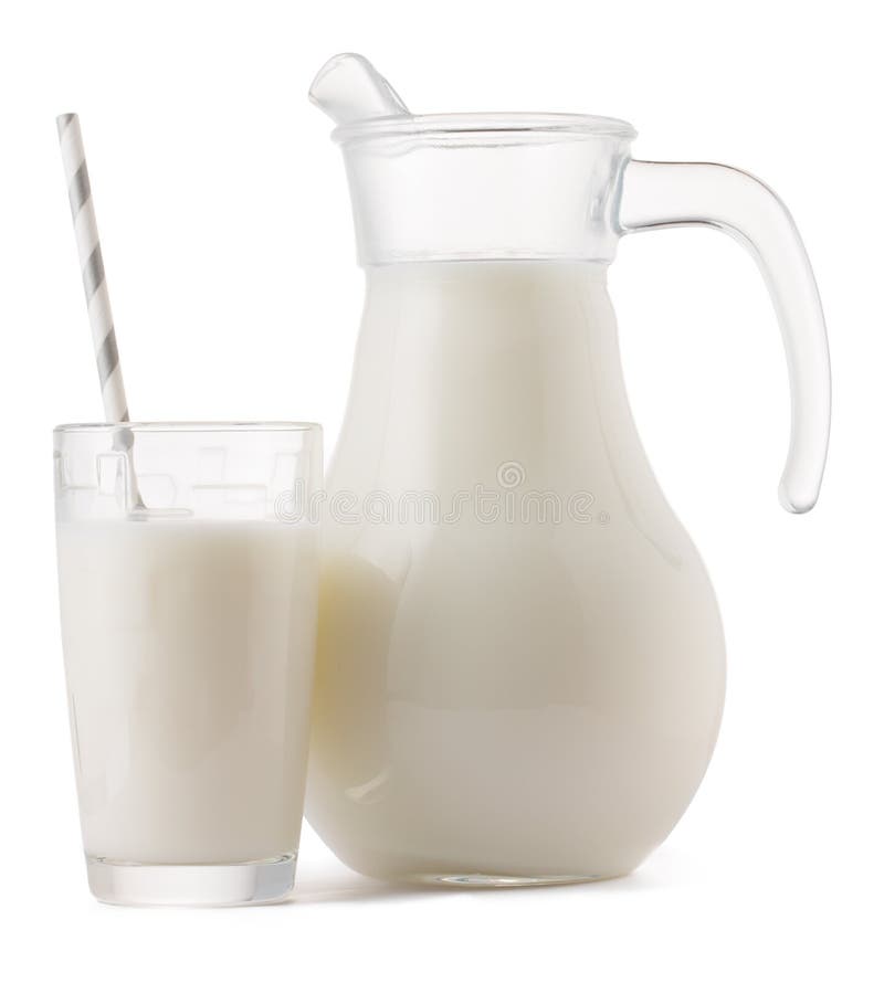Glass Jar and Cup of Fresh Milk Isolated Stock Image - Image of dairy ...