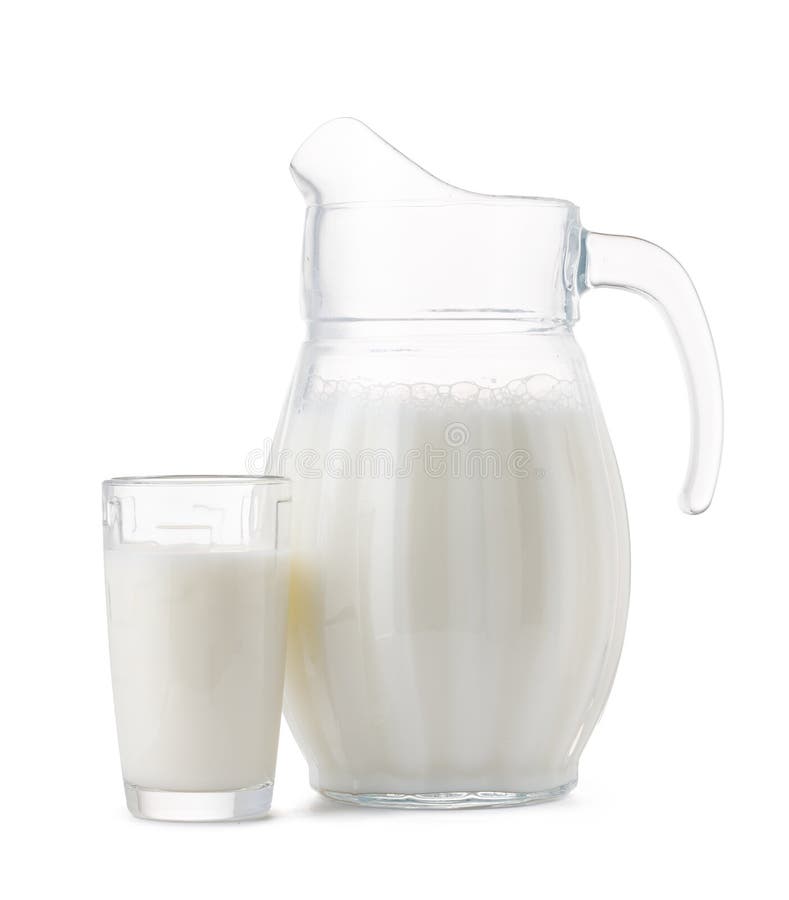 Glass Jar and Cup of Fresh Milk Isolated Stock Image - Image of ...