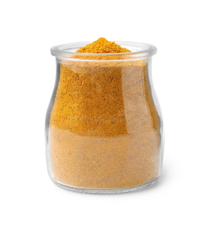 Glass Jar of Curry Powder Isolated on White Stock Image - Image of ...