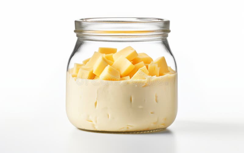 A Glass Jar Filled with Cheese on Table Stock Illustration ...
