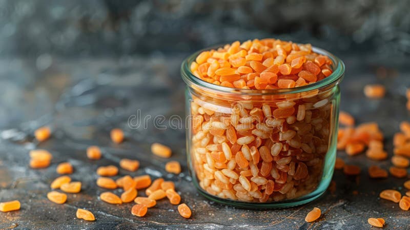 Delicious Orange-Colored Arborio Rice in Glass Jar Stock Illustration ...