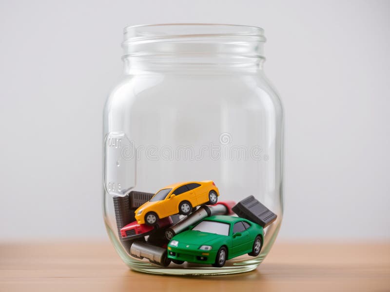 A Glass Jar that is Filled with Tiny Cars Toys - Generated by Ai Stock ...