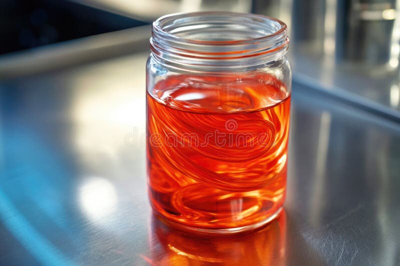 A Glass Jar Filled with Transparent Liquid Sits on a Table, Ready for ...