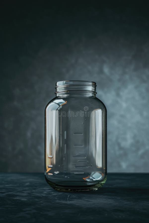 A Glass Jar Filled with Water Sits on a Table, Ready for Use Stock ...