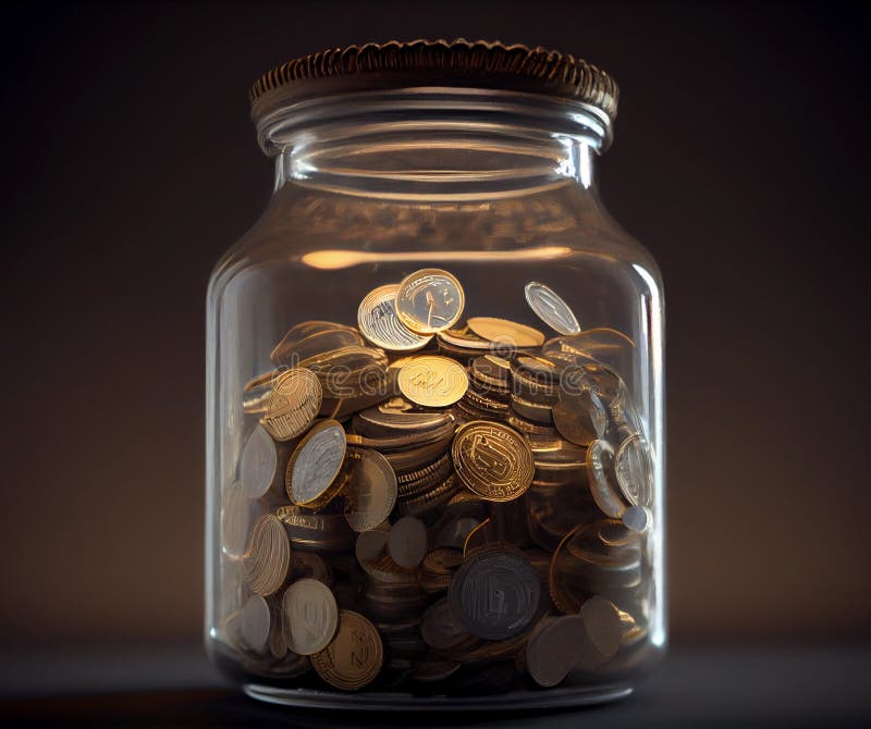 Glass Jar with Gold Coins. Save Money Stock Illustration - Illustration ...