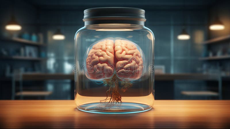 A Glass Jar with a Human Brain Inside of it. Generative Ai Stock ...