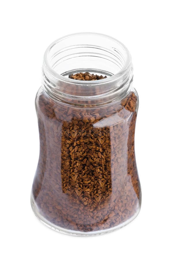 Glass Jar of Instant Coffee Isolated on White Stock Image - Image of ...