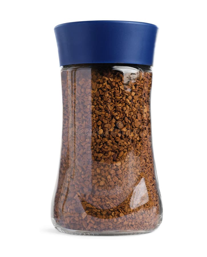Glass Jar of Instant Coffee Isolated on White Stock Photo - Image of ...