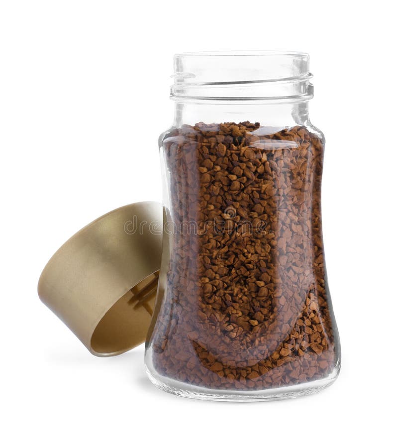 Glass Jar of Instant Coffee Isolated on White Stock Image - Image of ...