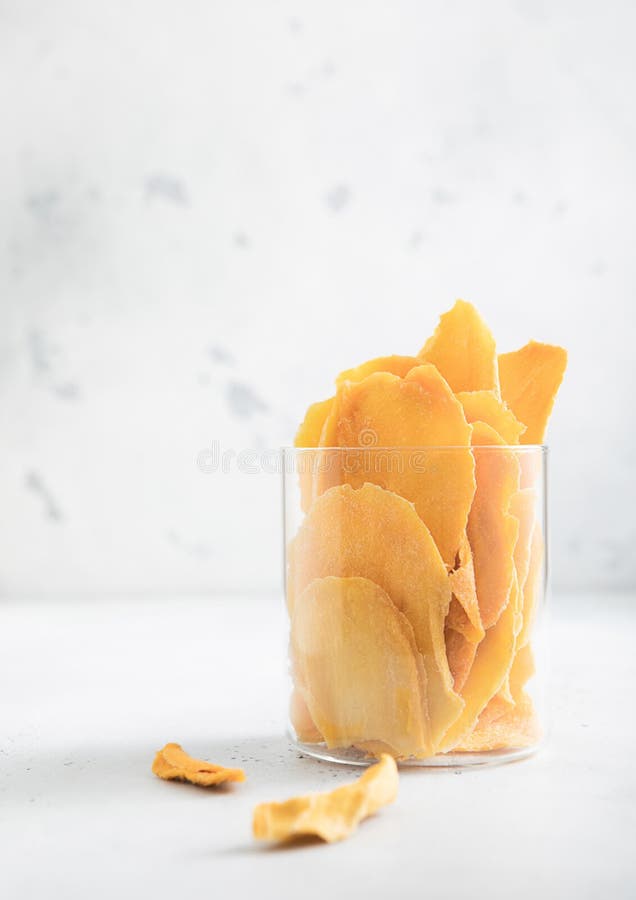Glass Jar with Large Sweet Dried Mango Slices Stock Image - Image of ...
