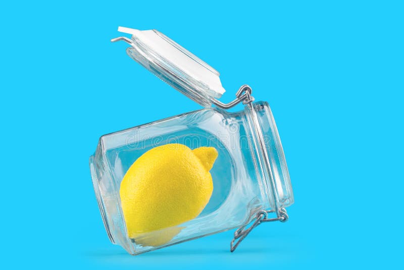 Glass Jar with Lemon Inside, on a Blue Background Stock Photo - Image ...
