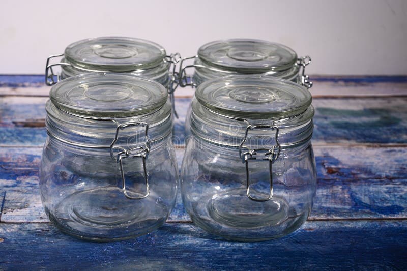 Glass Jar with Lid and Metal Lock for Storing Spices Stock Image ...