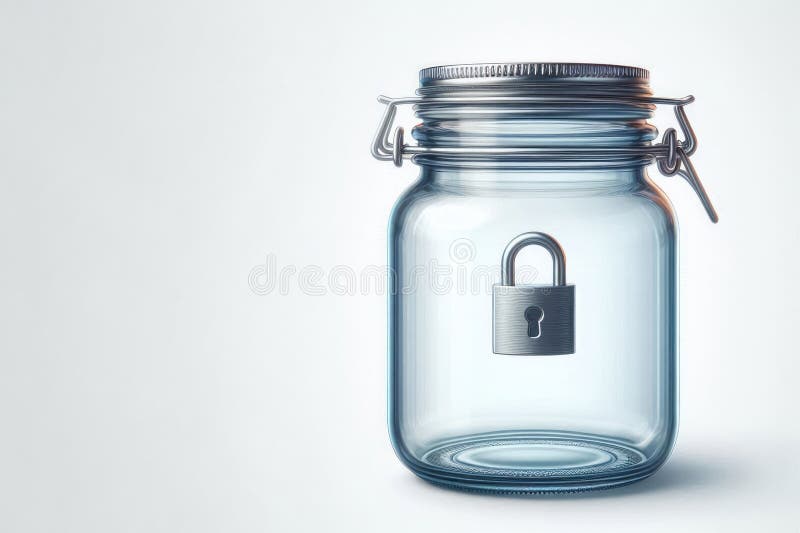 A Glass Jar with a Lock Hanging Inside. Space for Text. Stock Image ...