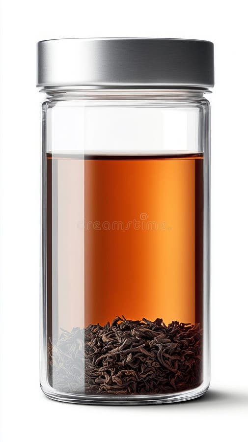 Glass Jar with Loose Leaf Black Tea Stock Illustration - Illustration ...