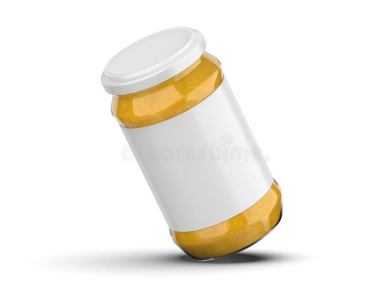 Glass Jar with Mango Jam Mockup on Isolated White Background. Stock ...