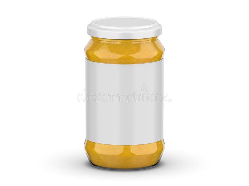 Glass Jar with Mango Jam Mockup on Isolated White Background. Stock ...