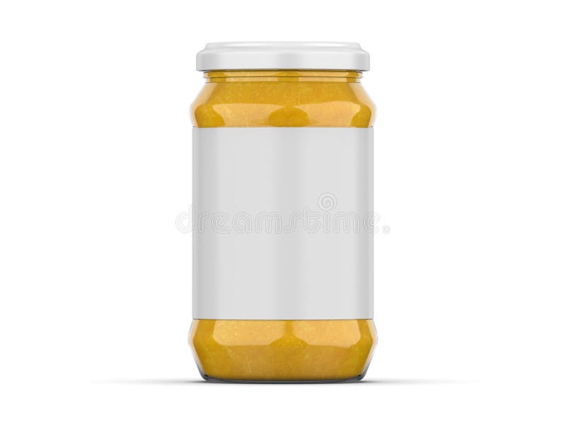 Glass Jar with Mango Jam Mockup on Isolated White Background. Stock ...