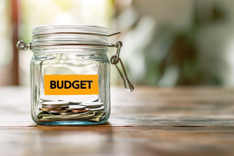 Glass Jar with Money. Concept about Budget Planning Stock Illustration ...