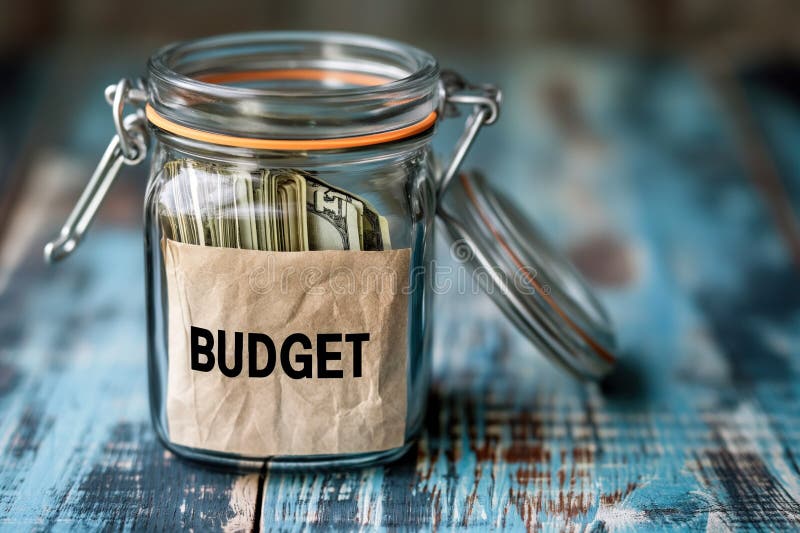 Glass Jar with Money. Concept about Budget Planning Stock Illustration ...