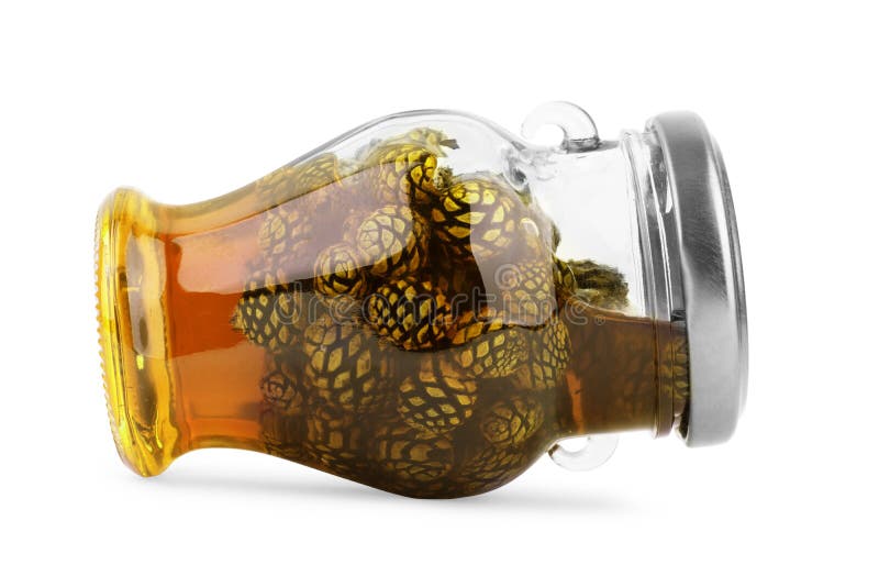 Glass Jar of Pine Cone Jam Isolated on White Stock Photo - Image of ...