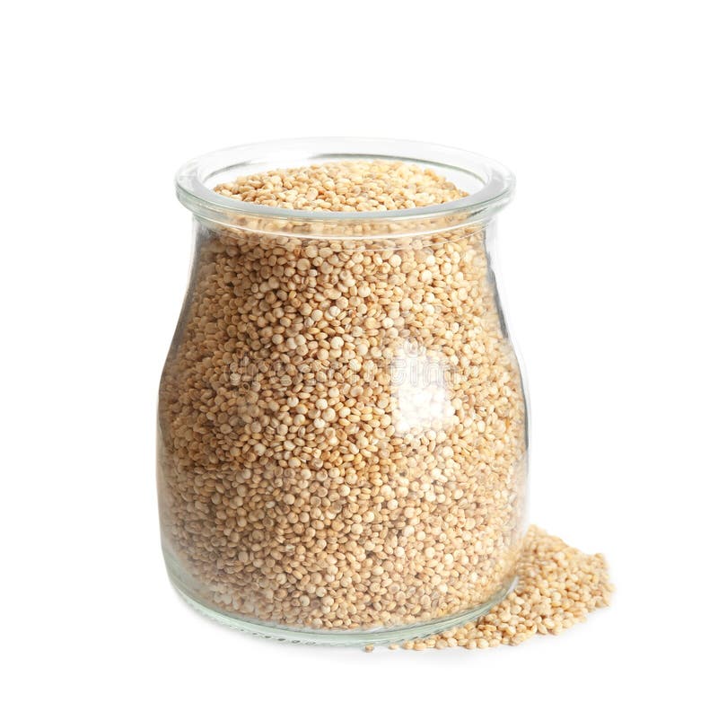 Glass Jar with Quinoa on White Background Stock Photo - Image of meal ...