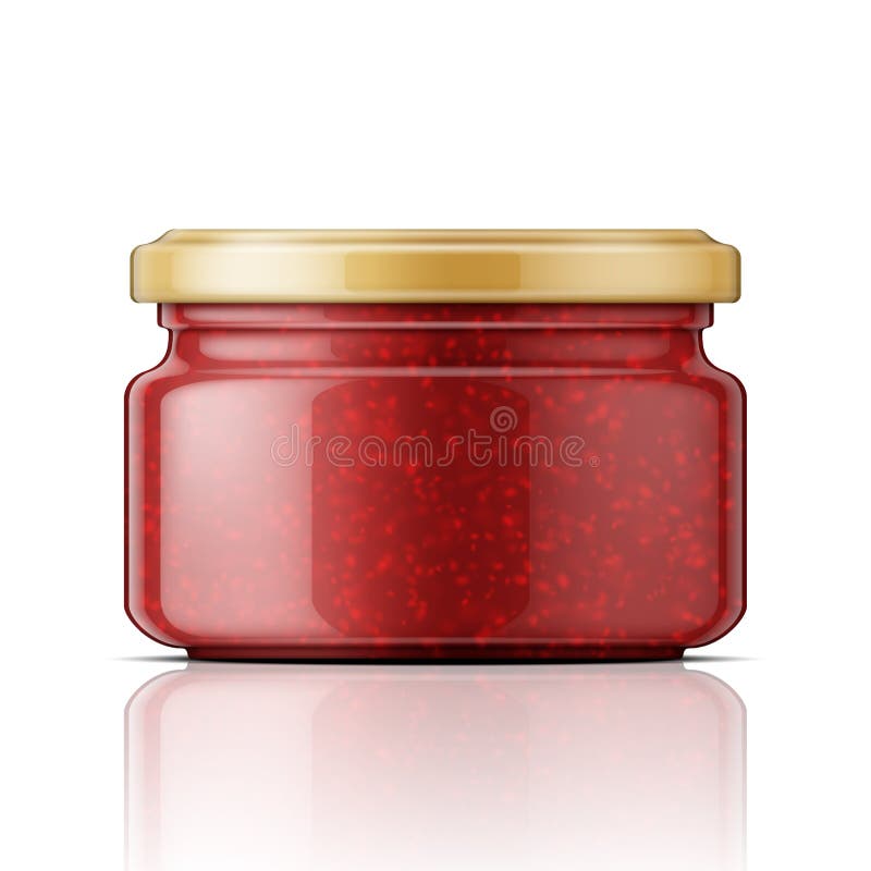 Glass Jar with Raspberry Jam. Stock Vector - Illustration of ...