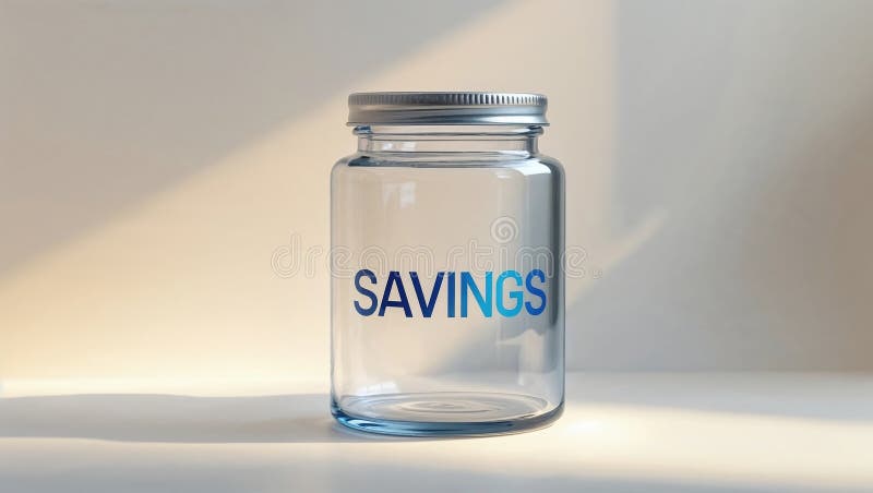 Glass Jar with Savings Label in Bright Light Stock Illustration ...