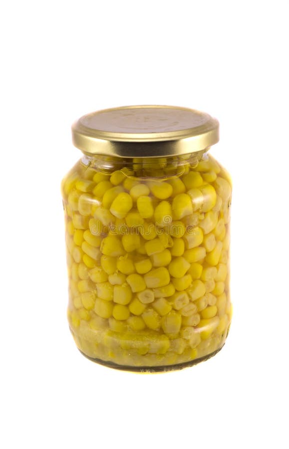 Glass Jar with Sweet Ecological Corn Isolated on White Stock Image ...