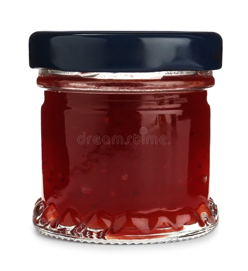 Glass Jar with Sweet Jam Isolated on White Stock Image - Image of ...