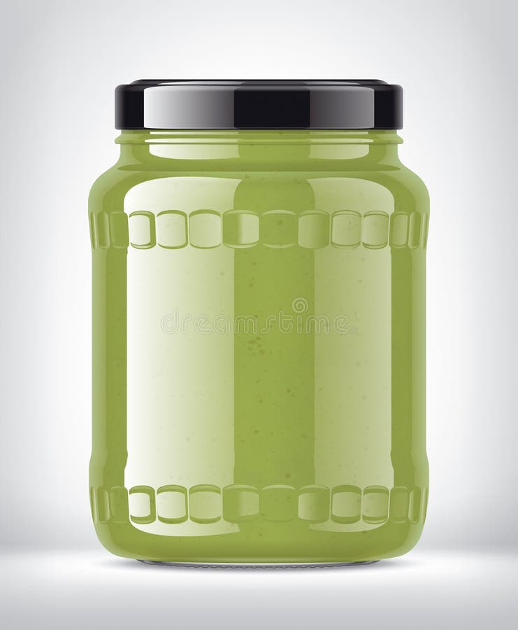 Glass Jar with Wasabi on Background. Stock Illustration - Illustration ...