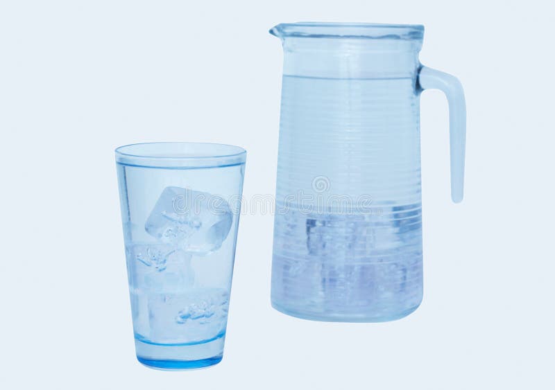 Glass and jar of water stock image. Image of cold, blue - 1559579