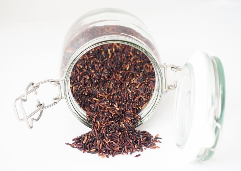 Glass jar of wild rice stock image. Image of vegeterian - 129639641